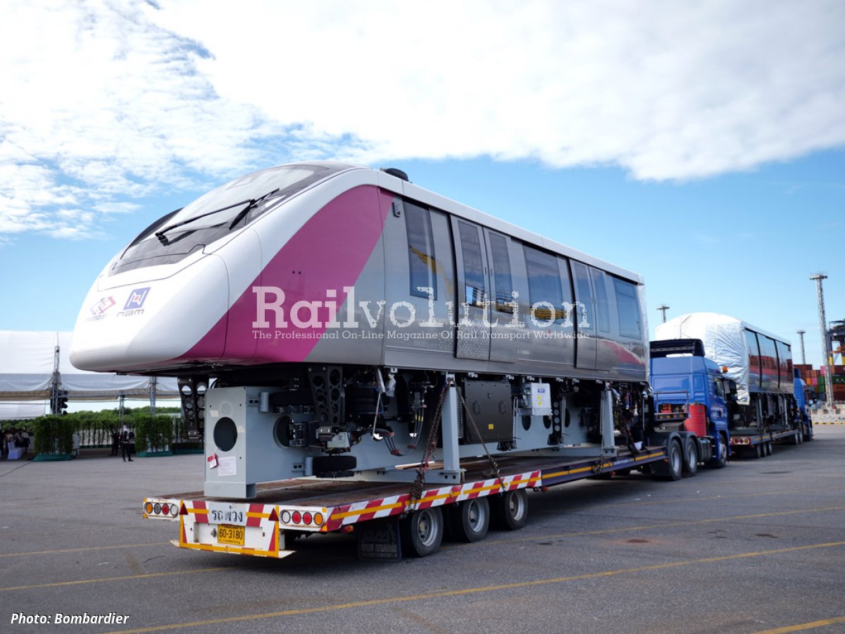 First Monorails For Bangkok’s Pink And Yellow Lines Unveiled | Railvolution